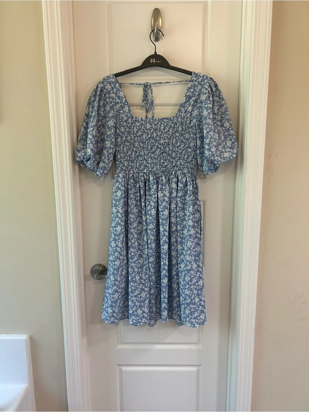 Dresses | Blue Floral Puff Sleeve Smocked Dress | Poshmark